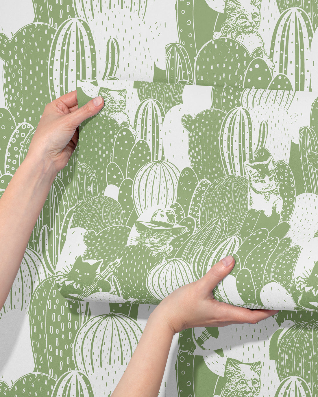 Cats & Cacti, in Aloe | Peel & Stick – super fun goods